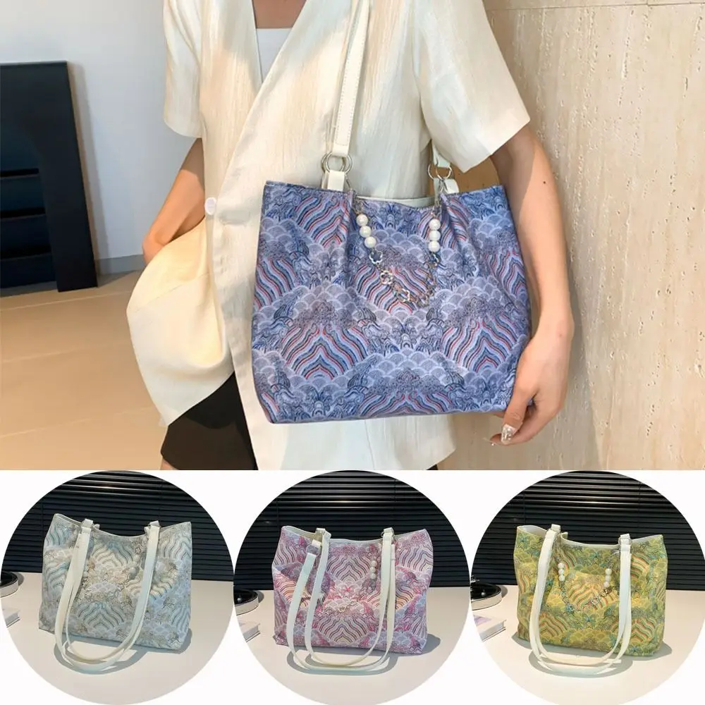 Chinese-Style-Small-Fresh-Handbags-Large-capacity-Pearl-Chain-Canvas ...