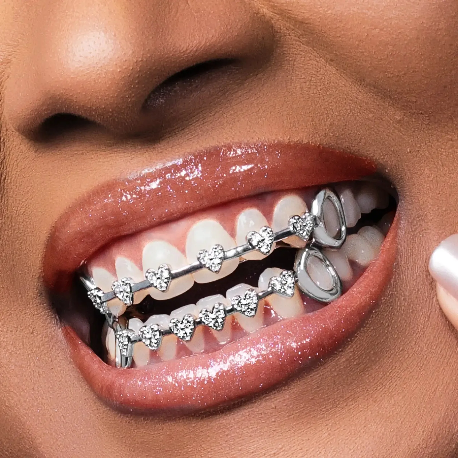 HIPHOP Hip Hop Teeth Grills Braces Diamond-encrusted Gold and Silver ...