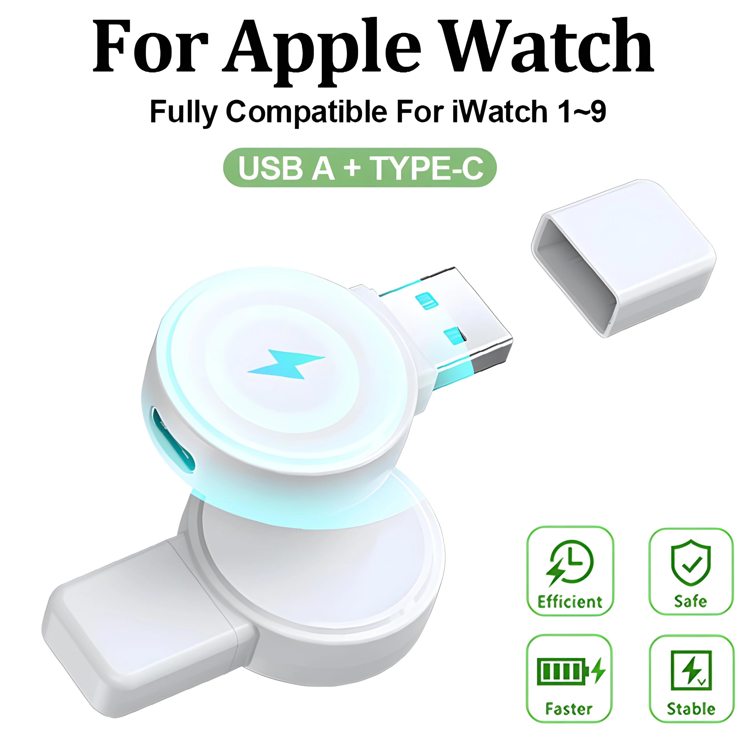 NEW Wireless Magnetic Watch USB A Charger for Apple Watch 9 8 7 6 SE ...