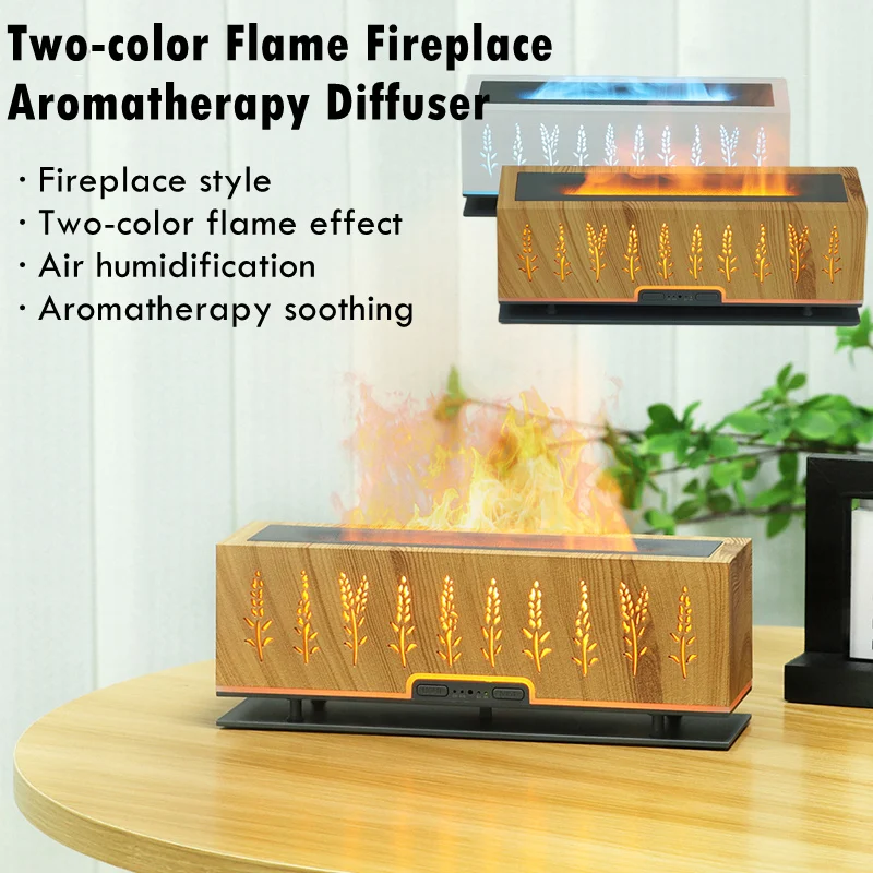 3D Atomizing Fireplace Two-color Flame Aroma Diffuser Air Humidifier ...