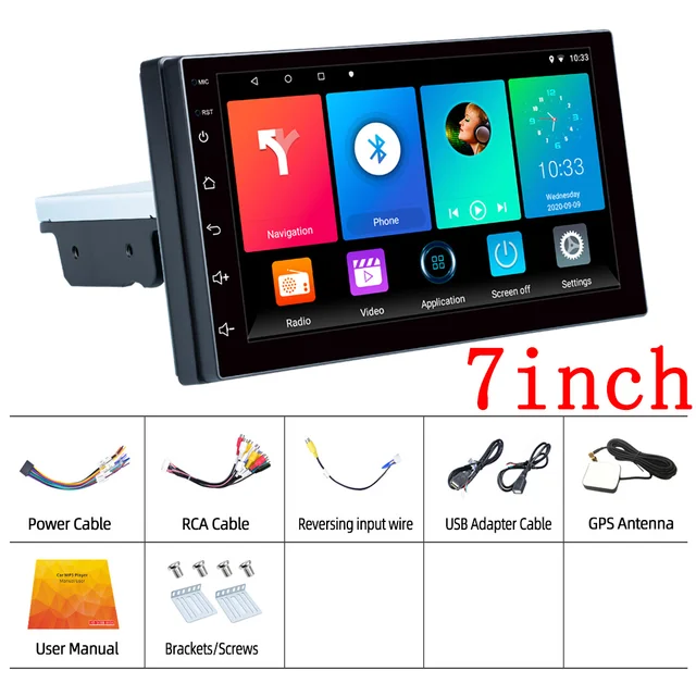 REAKOSOUND-Radio con GPS para coche, reproductor Multimedia con Android 11, 1DIN, 7/9/10 ...