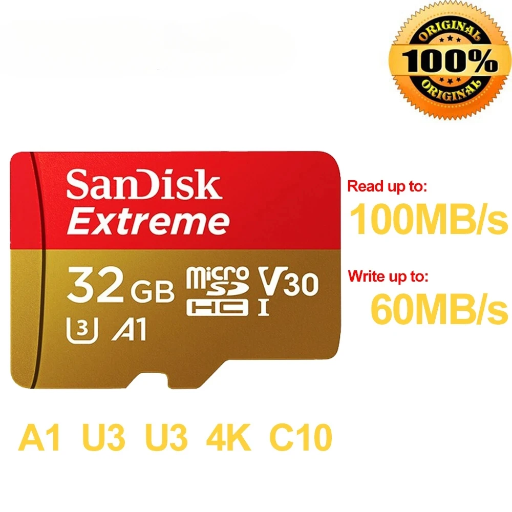 Original Extreme Micro SD Cards A2 Memory Card V30 U3 Flash Card 64GB ...