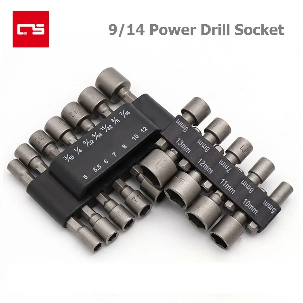 9-14pcs-Socket-Wrench-Power-Drill-Bit-Nut-Driver-Set-1-4-Shank-Hex ...