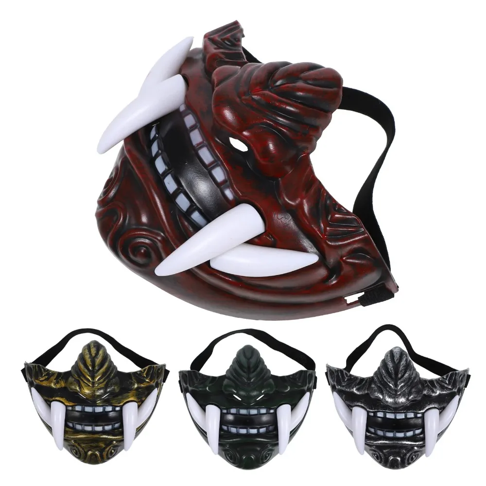 Halloween-Half-Face-Mask-Japanese-Prajnaparamita-Cosplay-Mask-Horror ...