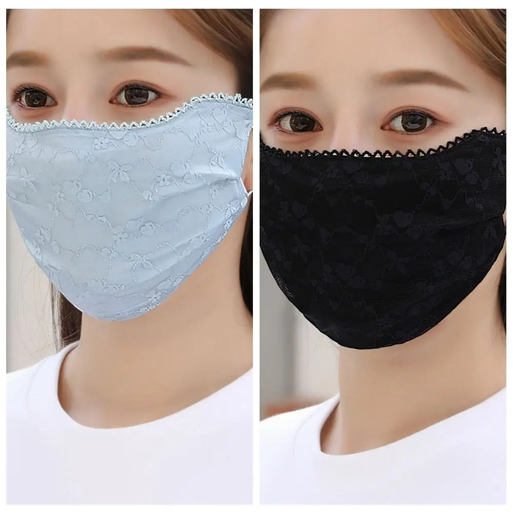 Flower-Sunscreen-Lace-Mask-Hanging-Ear-Solid-Color-UV-Protection-Mask ...