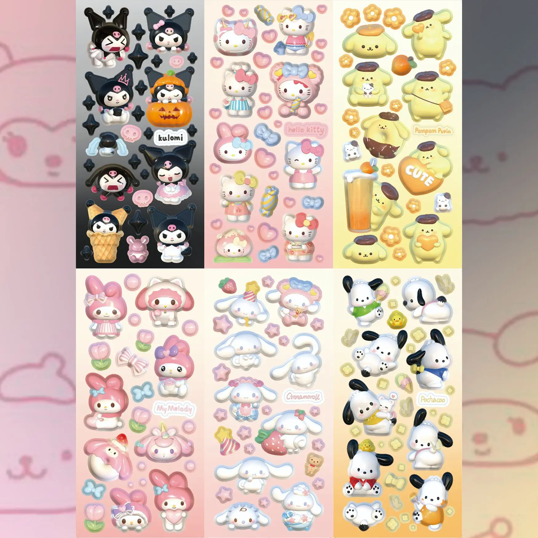 New-3D-Sanrio-Laser-Goo-Card-Goo-Plate-Sticker-INS-Cartoon-DIY-Hand ...