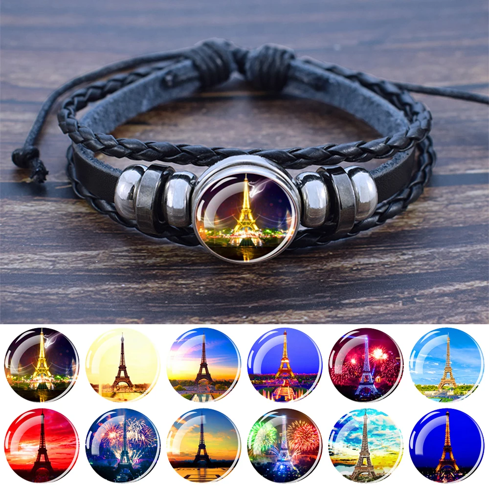 France-Paris-Eiffel-Tower-Bracelets-Multilayer-Weave-Leather-Punk-Charm ...