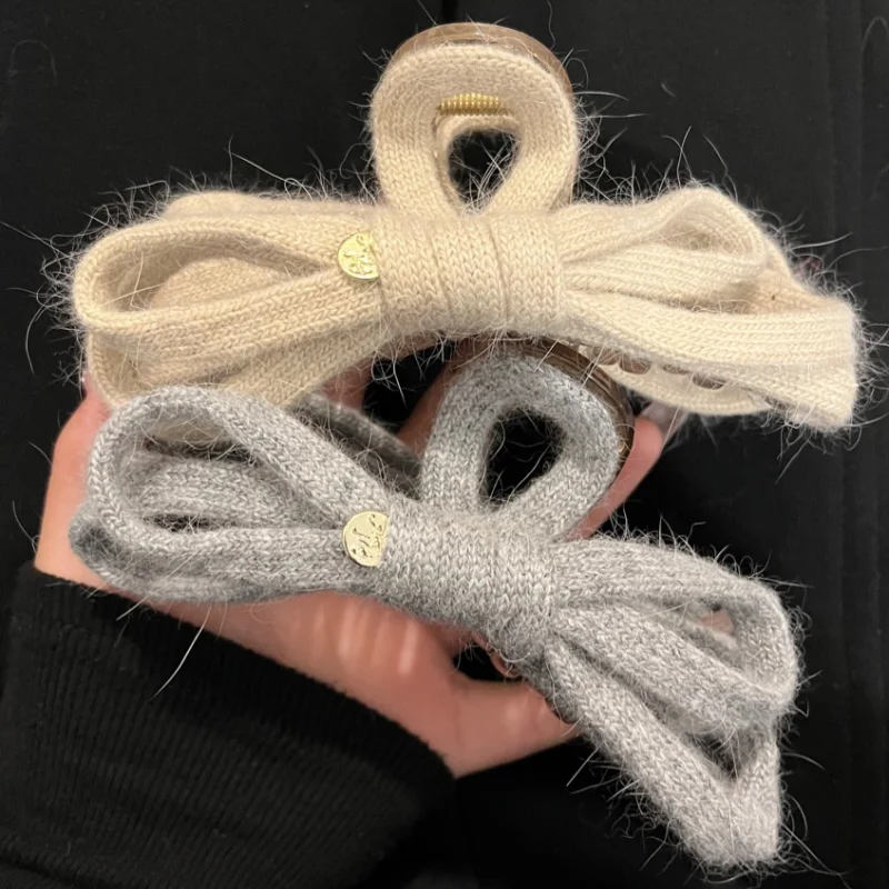 Korean-Woolen-Bow-Hair-Clips-Women-Autumn-Winter-Wool-Shark-Clip-Sweet ...