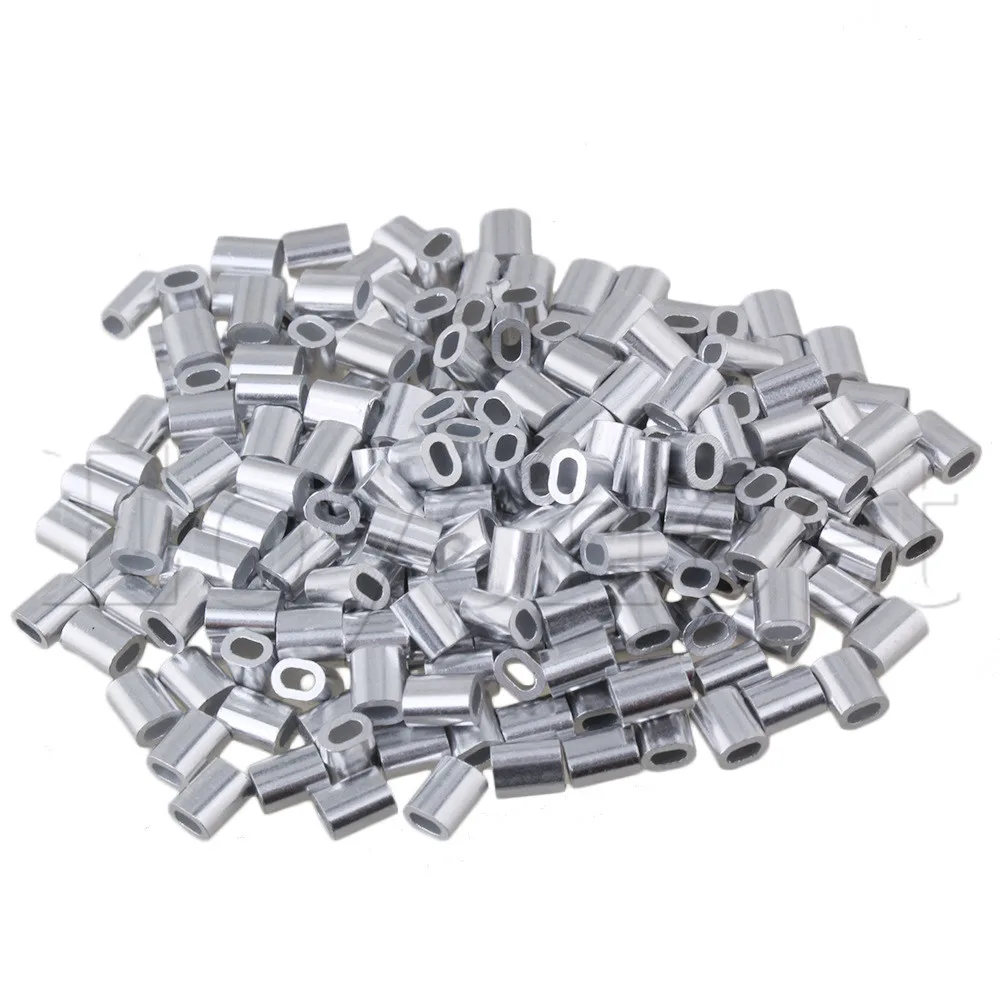200pcs Oval Aluminum Clip Ferrule Sleeves For 1mm Wire Rope - Clamps ...