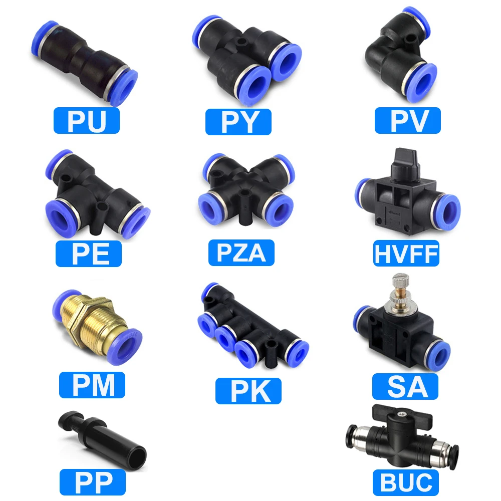 Pneumatic Fittings Quick Connector Air Hose Tube Connectors Plastic Pu Py 4mm 6mm 8mm 10mm 12mm ...
