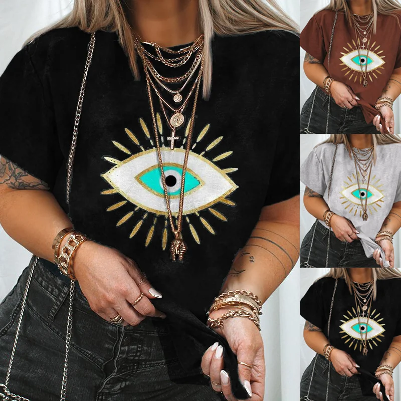 Women Short Sleeve Eyes Shirt | Shirt Blouse Women Eyes | Evil Eye ...