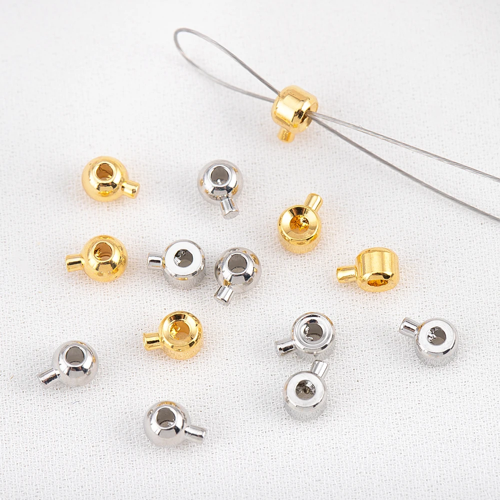 10pcs Positioning Clasps Crimp End Beads DIY Bracelet Stopper Beads ...
