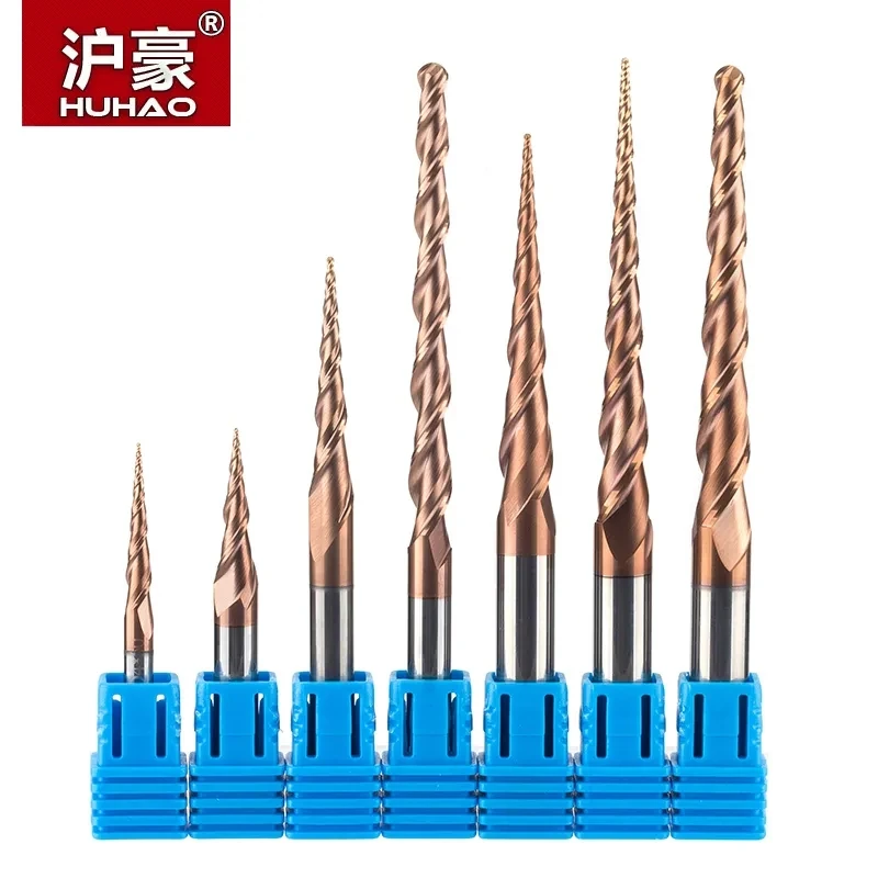 HUHAO-Carbide-Ball-Nose-Router-Bit-CNC-Tapered-End-Mills-2-Flutes-HRC55 ...