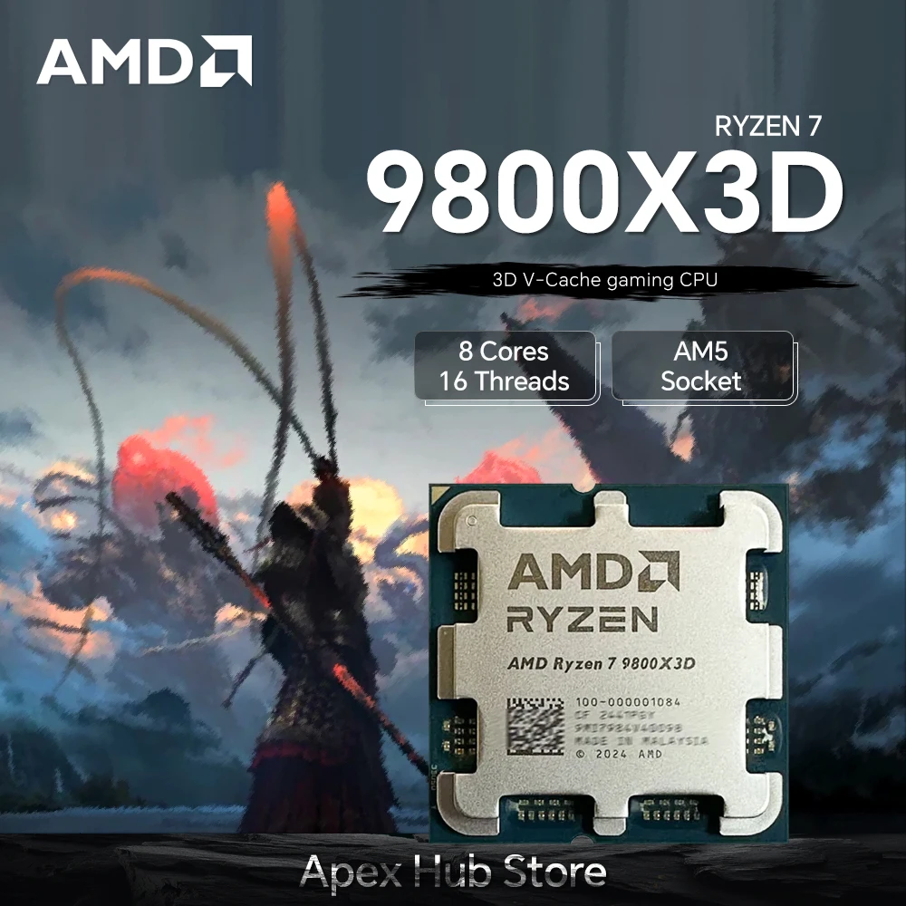 AMD Ryzen 7 9800X3D Up to 5.2GHz Zen 5 65W TDP 8 Cores 16 Threads 3D V ...