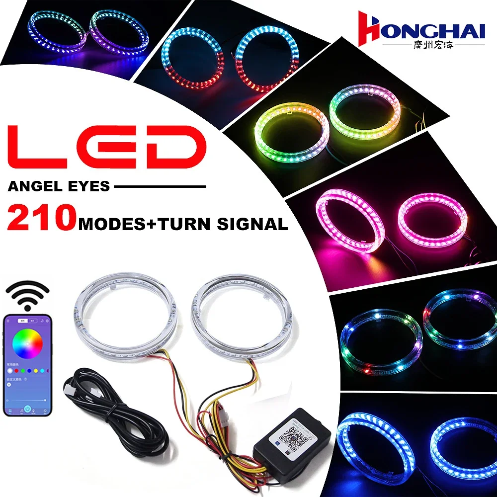 2PCS-Car-Angel-Eyes-Haro-Rings-RGB-LED-Headlight-Lights-Sequential ...