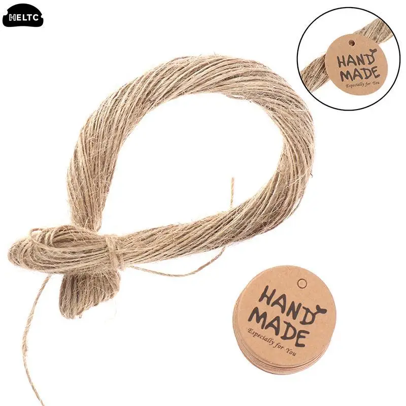 100Pcs-Round-Handmade-With-Love-Kraft-Paper-Hang-Tags-20m-Hemp-Strings ...