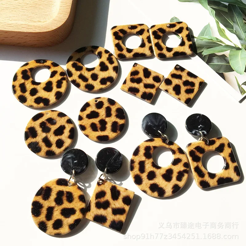 5pcs-acrylic-geometric-openwork-square-round-leopard-print-spot ...