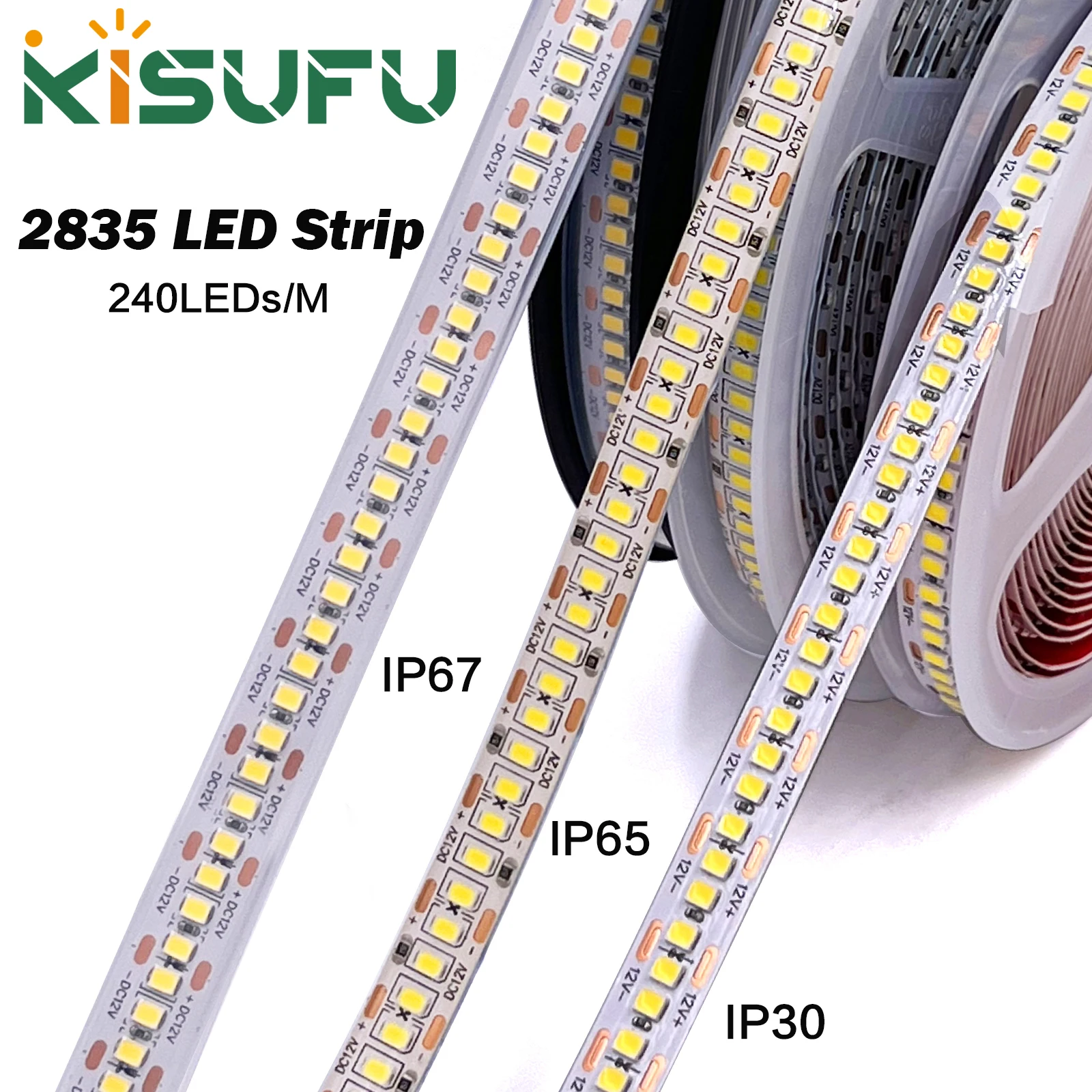 Tira de luces LED de 5M, 240LEDs/M, 2835 DC12V 24V, blanco cálido ...