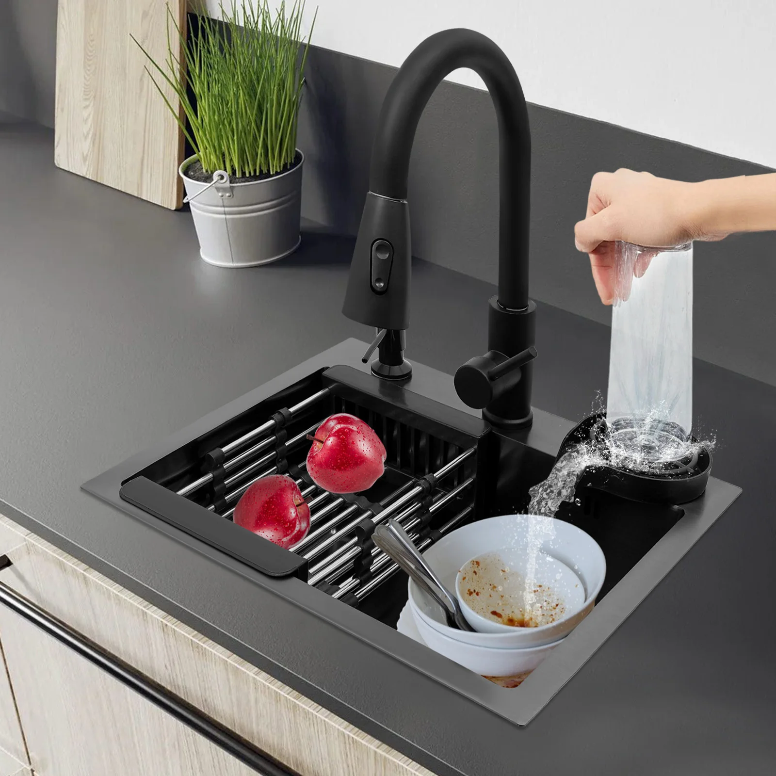 Kitchen Sink 201 Stainless Steel, Black Kitchen Sink with 360 ...