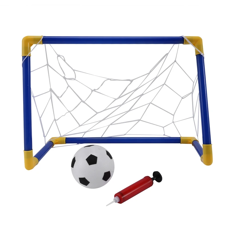 Folding Mini Football Soccer Goal Post Net Set With Pump Kids Sport ...