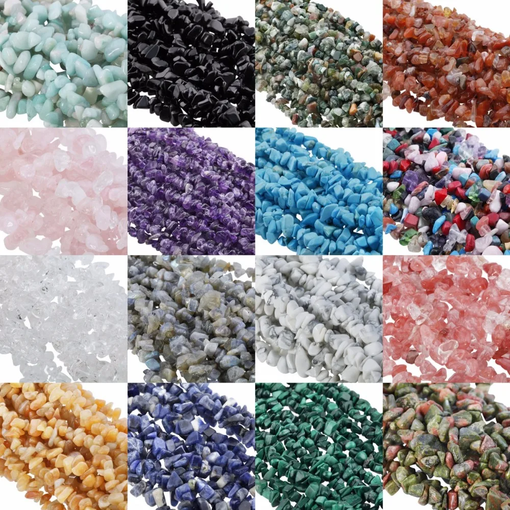 TUMBEELLUWA Semi Precious Gem stone Chips Stone Loose Beads for Jewelry ...