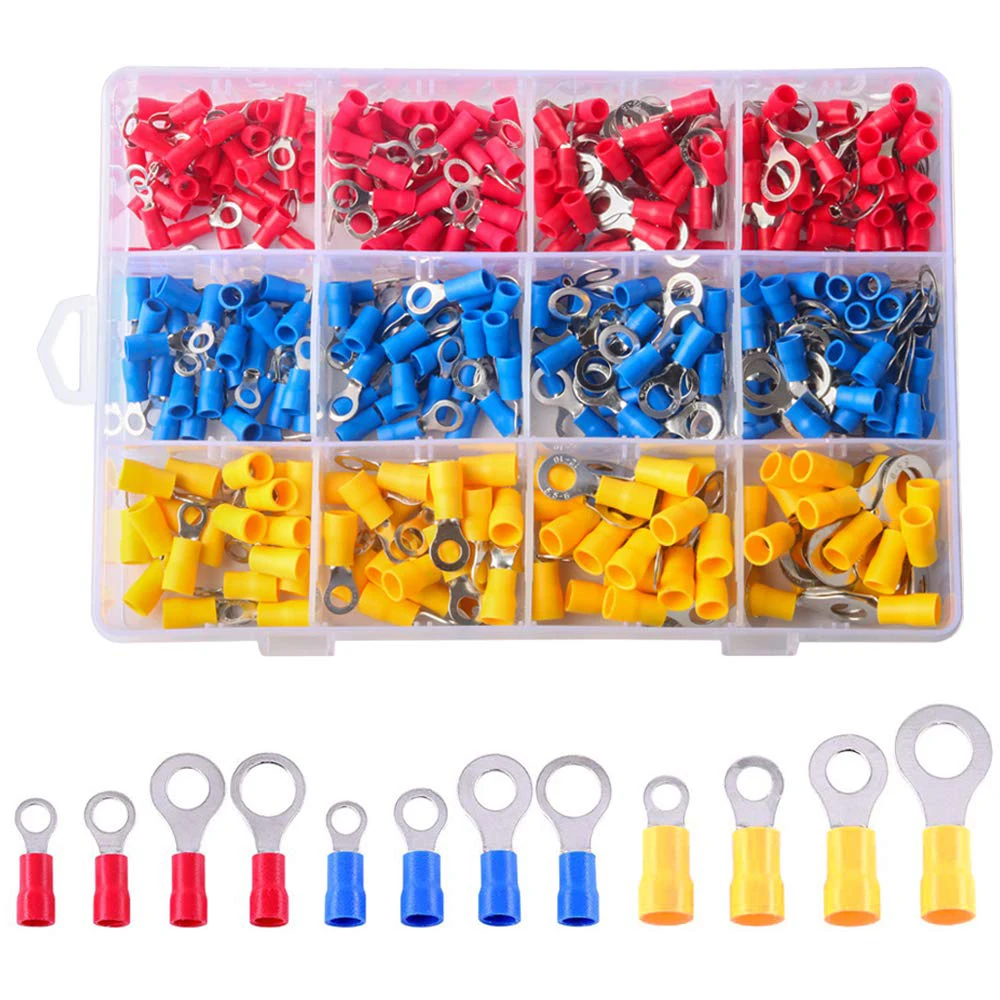 360PCS Insulated Ring Crimp Terminals Connectors Electrical Wire ...