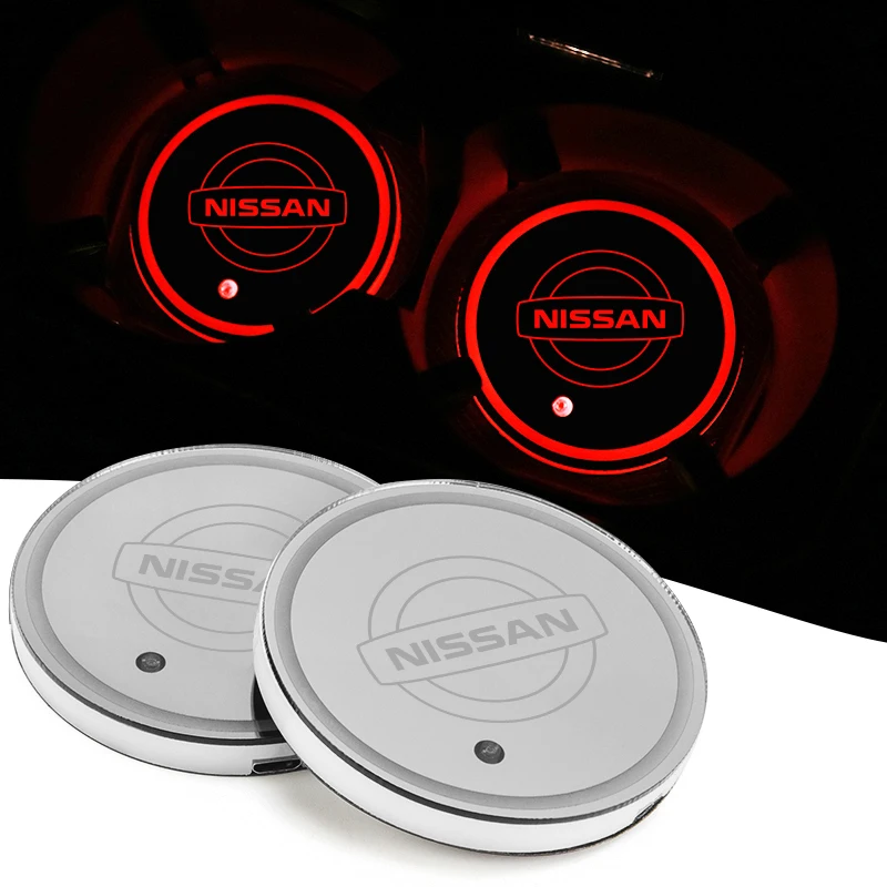 7 Color USB Charging Car Led Luminous Car Water Cup Coaster For Nissan ...