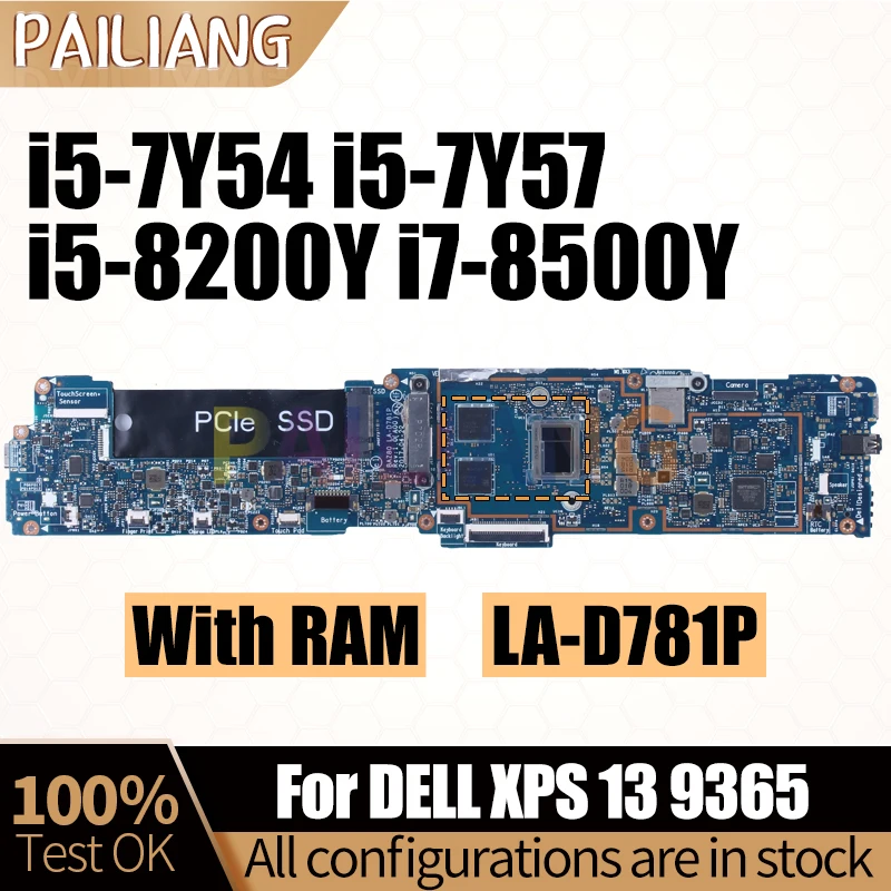 For-DELL-XPS-13-9365-Notebook-Mainboard-LA-D781P-i5-7Y54-i5-7Y57-i5 ...