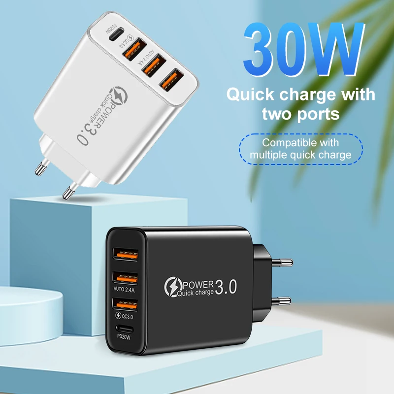 New-Fast-Charging-US-Standard-Euro-Standard-Charger-3USB-Type-C-Mobile ...