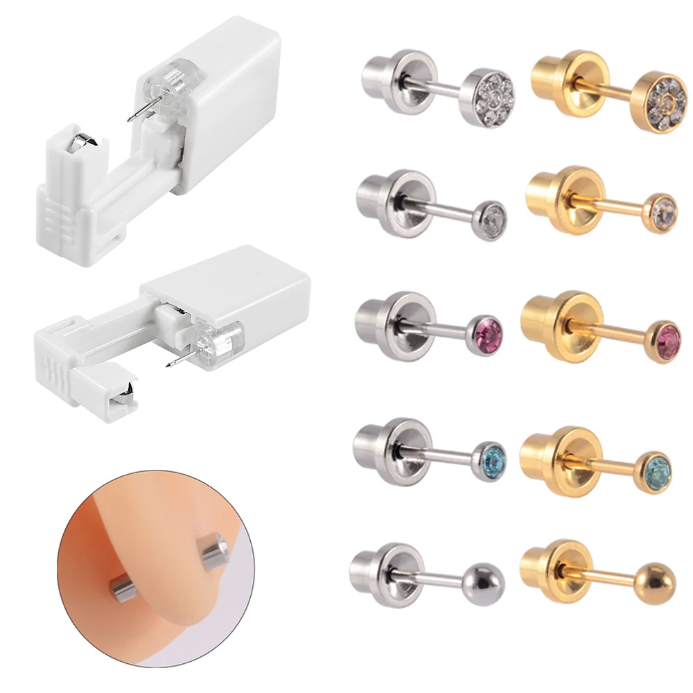 1pc Disposable Sterile Ear Piercing Unit No Pain Piercer Tool Machine ...