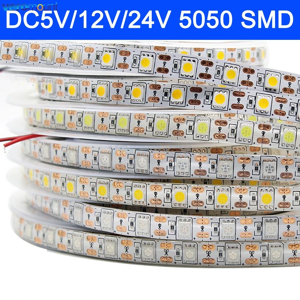 5m Dc5v 12v 24v Smd 5050 Led Strip Light Tv Backlight Ip20 Ip65 Waterproof Cool Warm White 4000k ...
