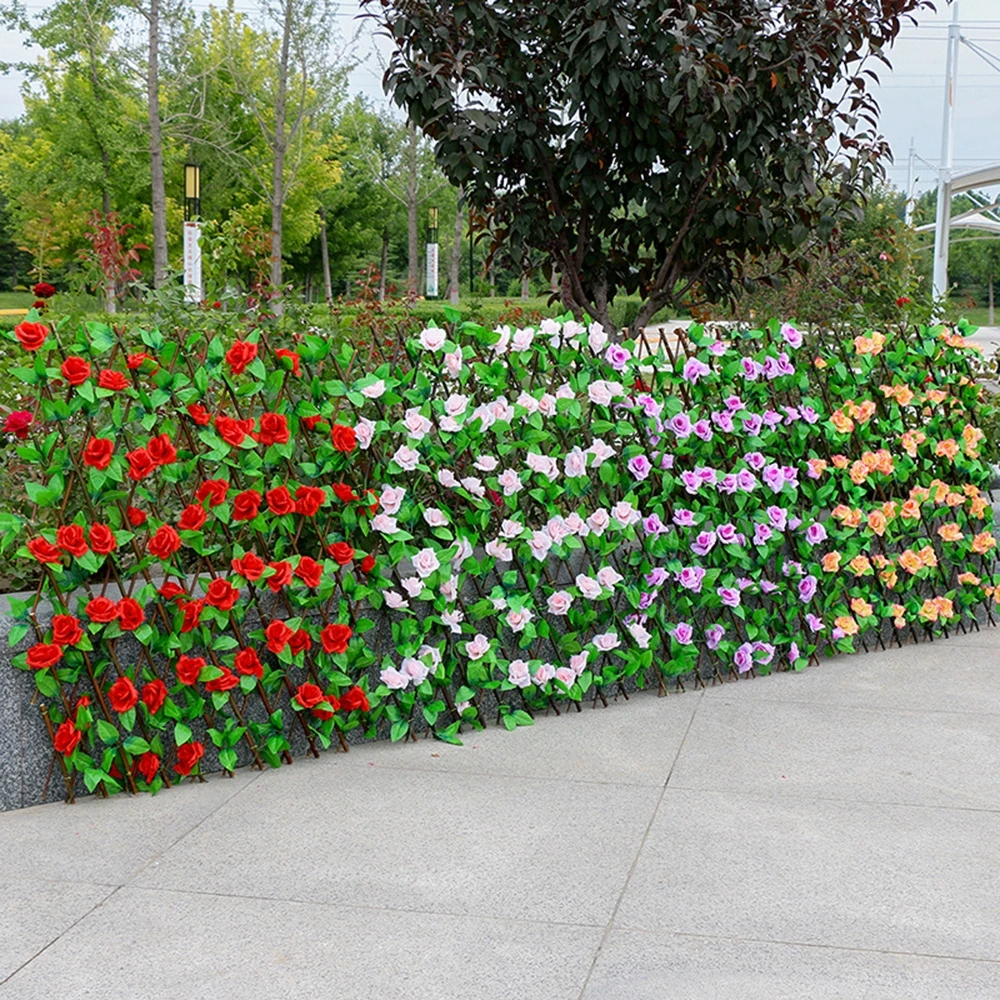 Enrejado-de-flores-rosas-artificiales-para-pared-de-jard-n-valla-telesc ...