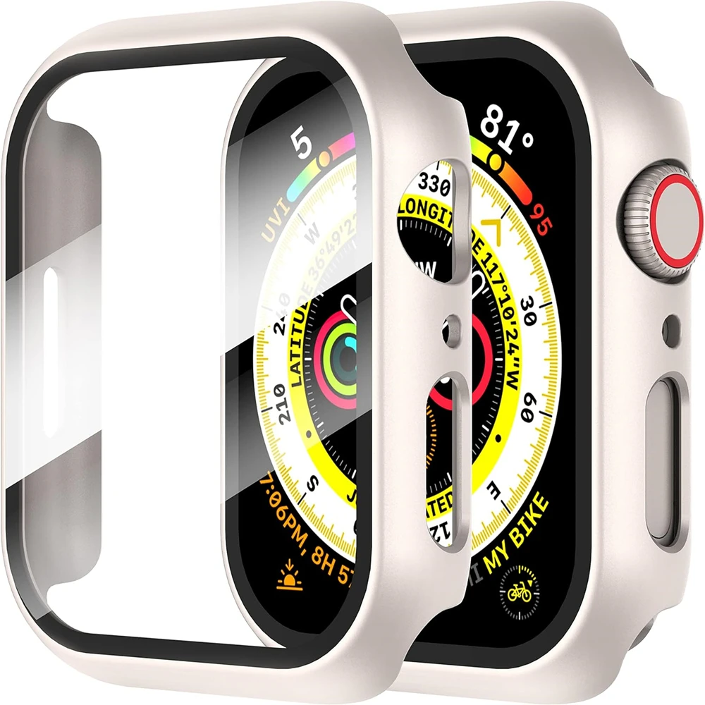 Tempered-Glass-cover-For-Apple-Watch-9-8-7-41mm-45mm-42mm-38mm-PC ...