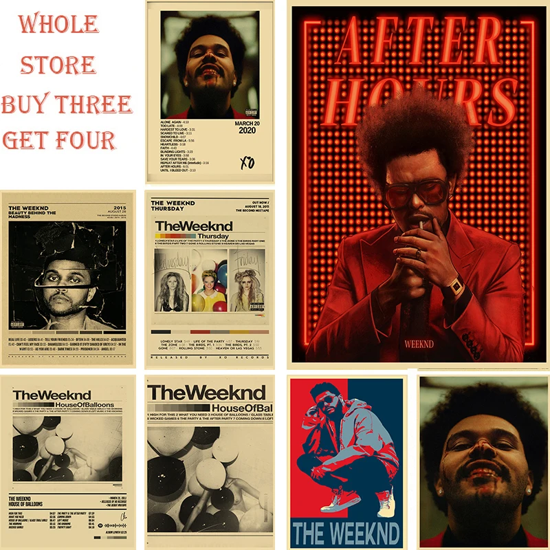 Rapper-The-Weeknd-Retro-Poster-Kraft-Paper-After-Hours-Prints-DIY ...