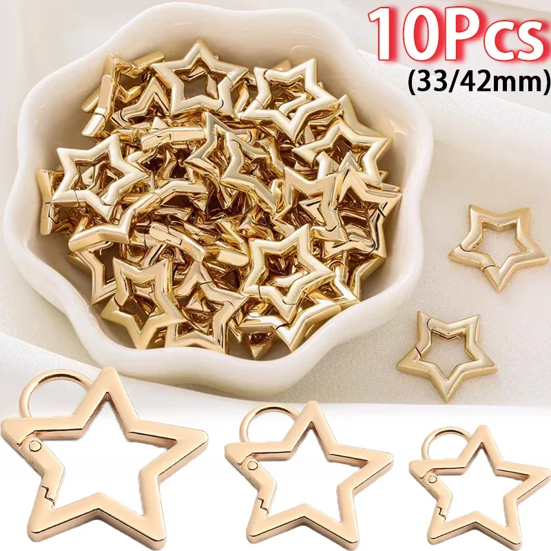 10Pcs Openable Five-pointed Star Keyring Metal Pentagram Spring Gate ...