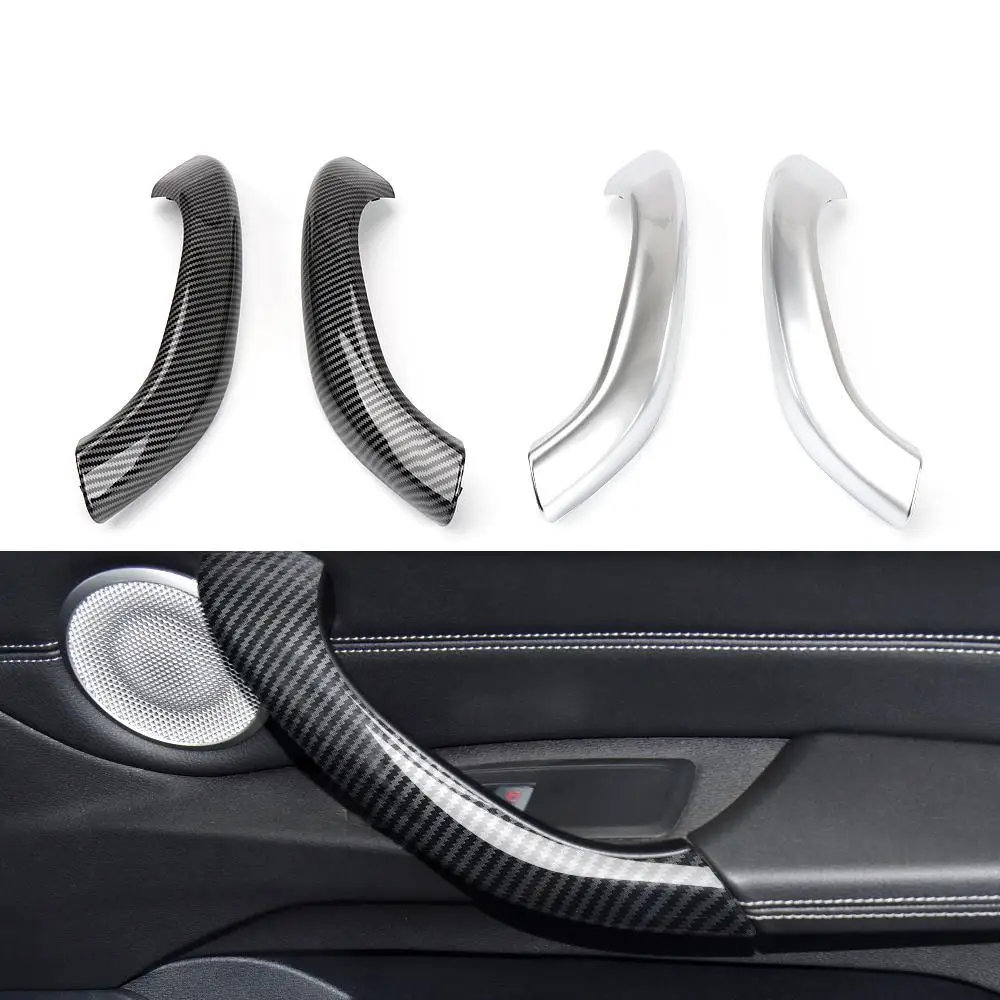 Carbon-Fiber-Chrome-Car-Interior-Door-Pull-Handle-Cover-Trim ...