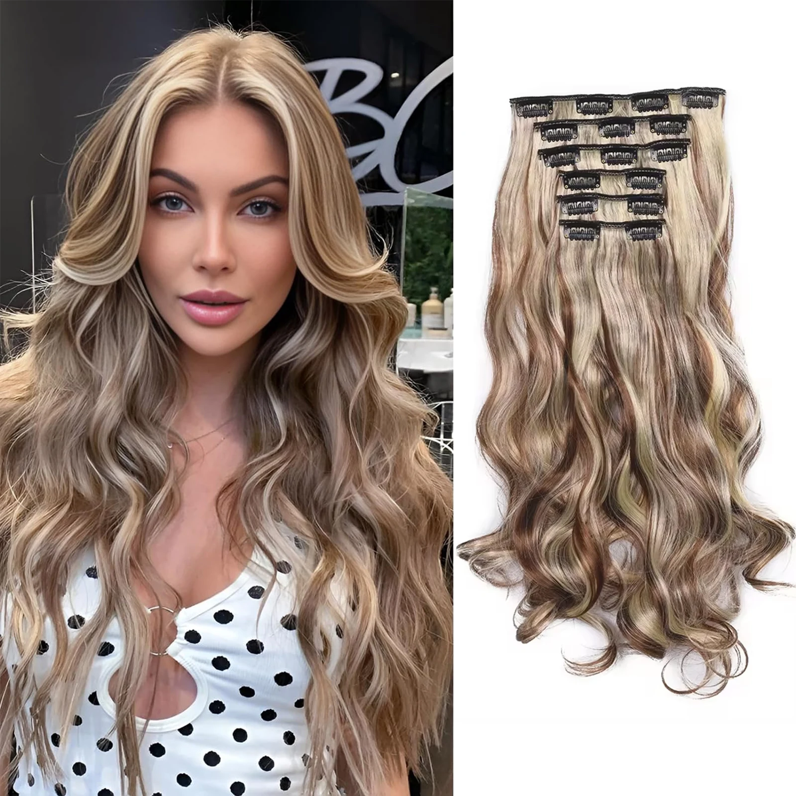 Tereshar-6PCS-Clip-in-Synthetic-Hair-Extensions-for-Women-Long-Wavy ...