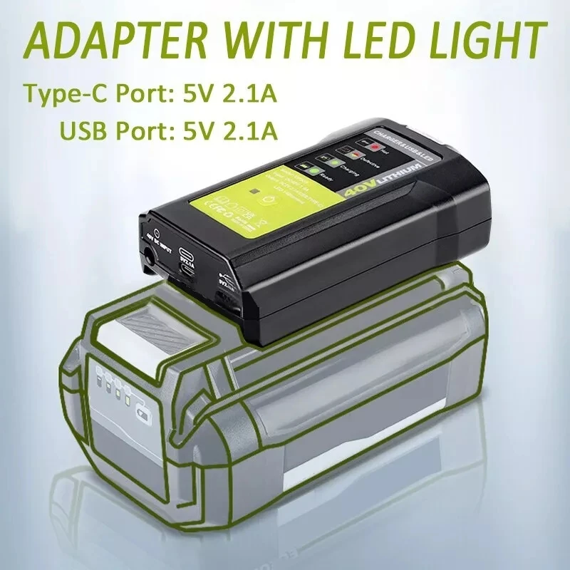 Battery Adapter Suitable For Ryobi 40V Lithium Battery With USB Type C ...