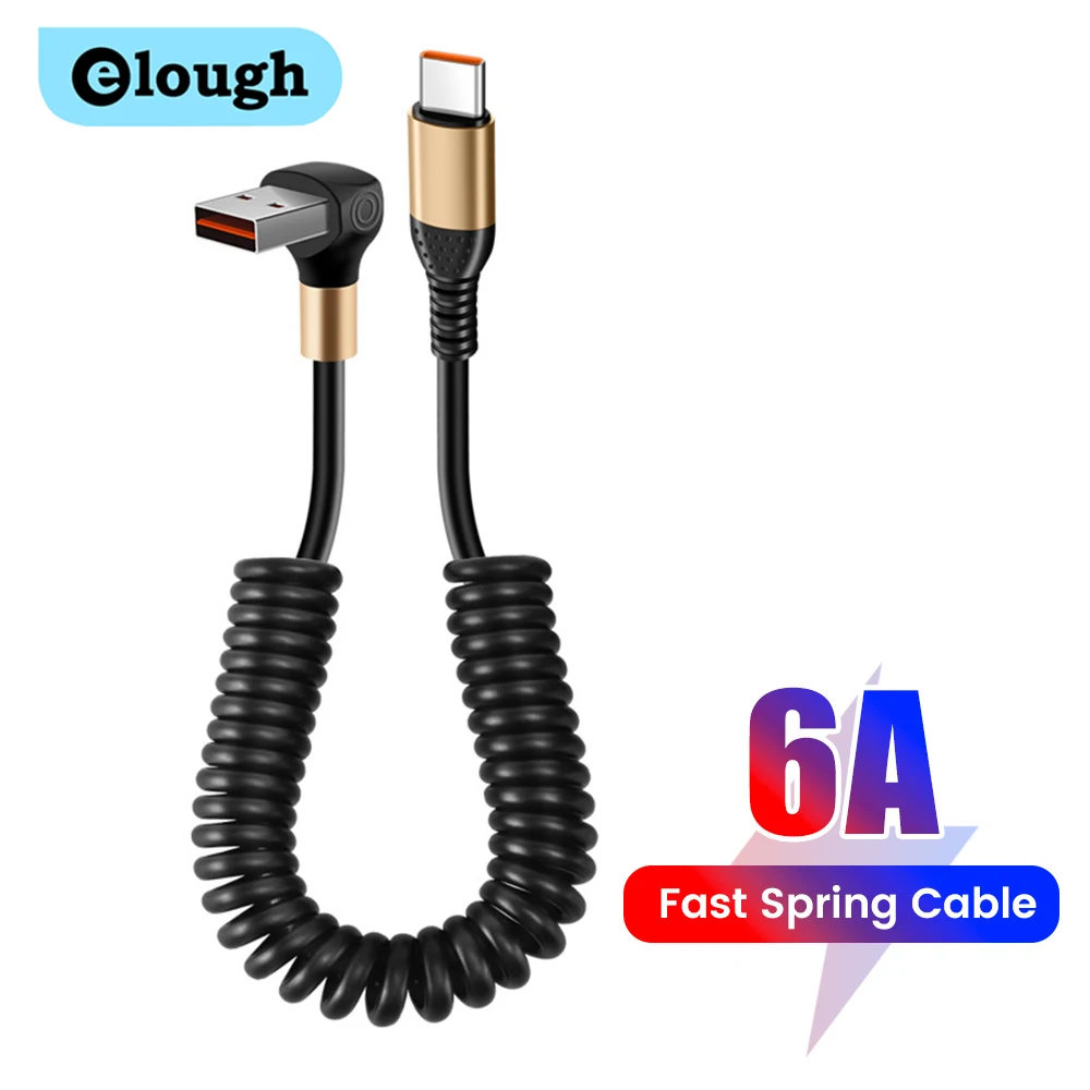 6A-Dual-Sided-USB-A-Type-C-Cable-Fast-Charging-90-Elbow-Car-Spring ...
