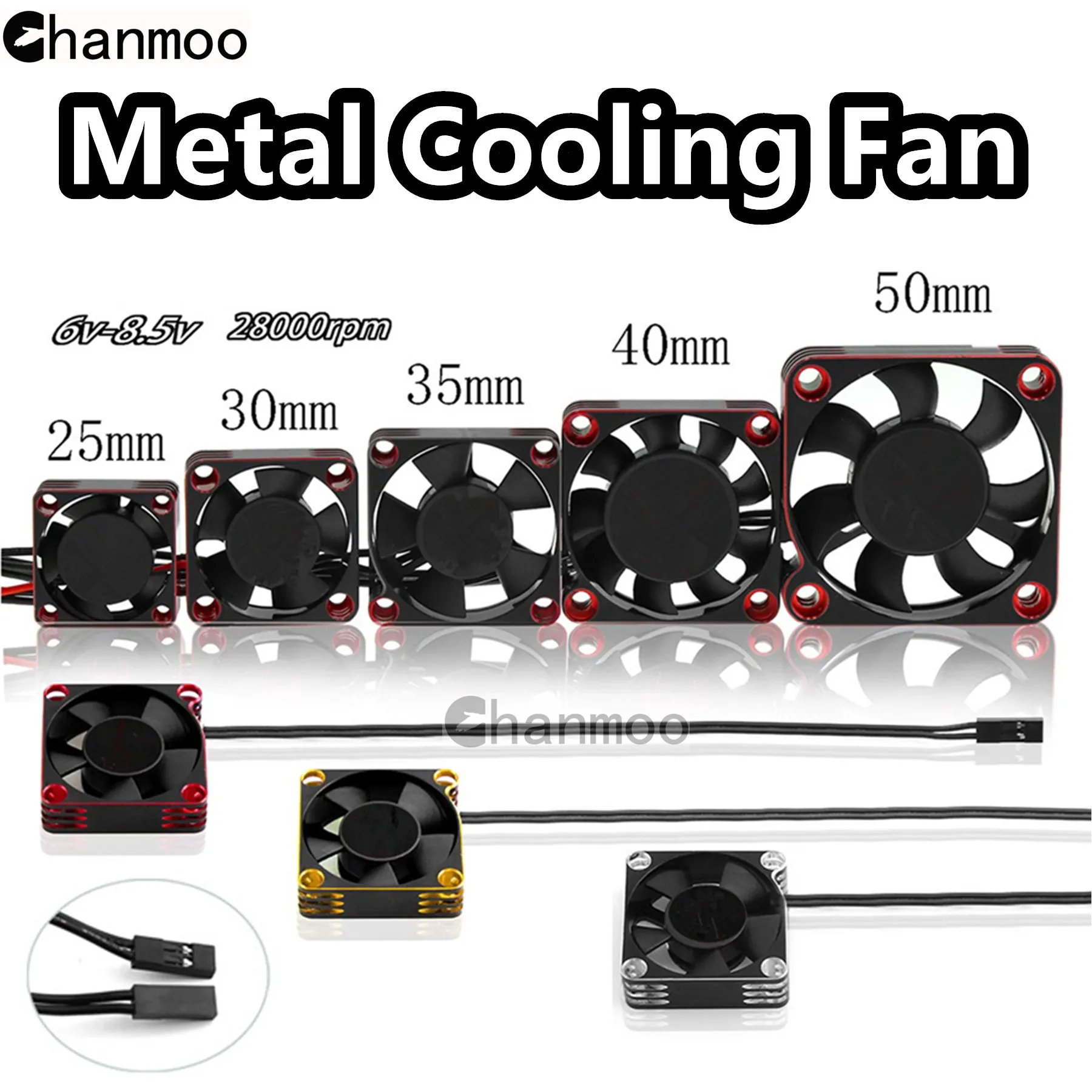 RC Car Heat Dissipation Cooling Fans 16000/28000RPM 25x25 30/35/40/50mm ...