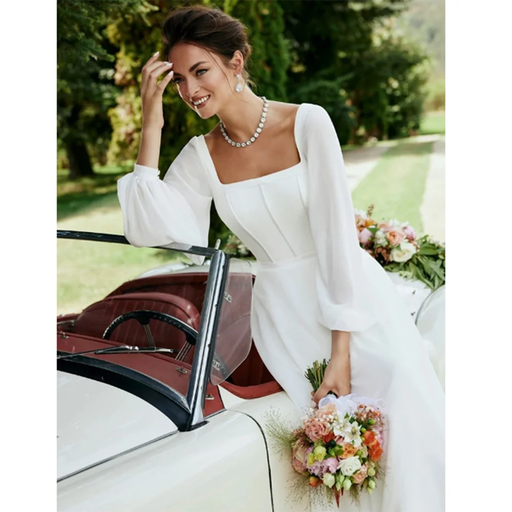 Elegant-Pretty-White-Formal-Women-Wedding-Party-Dresses-Floor-Length ...