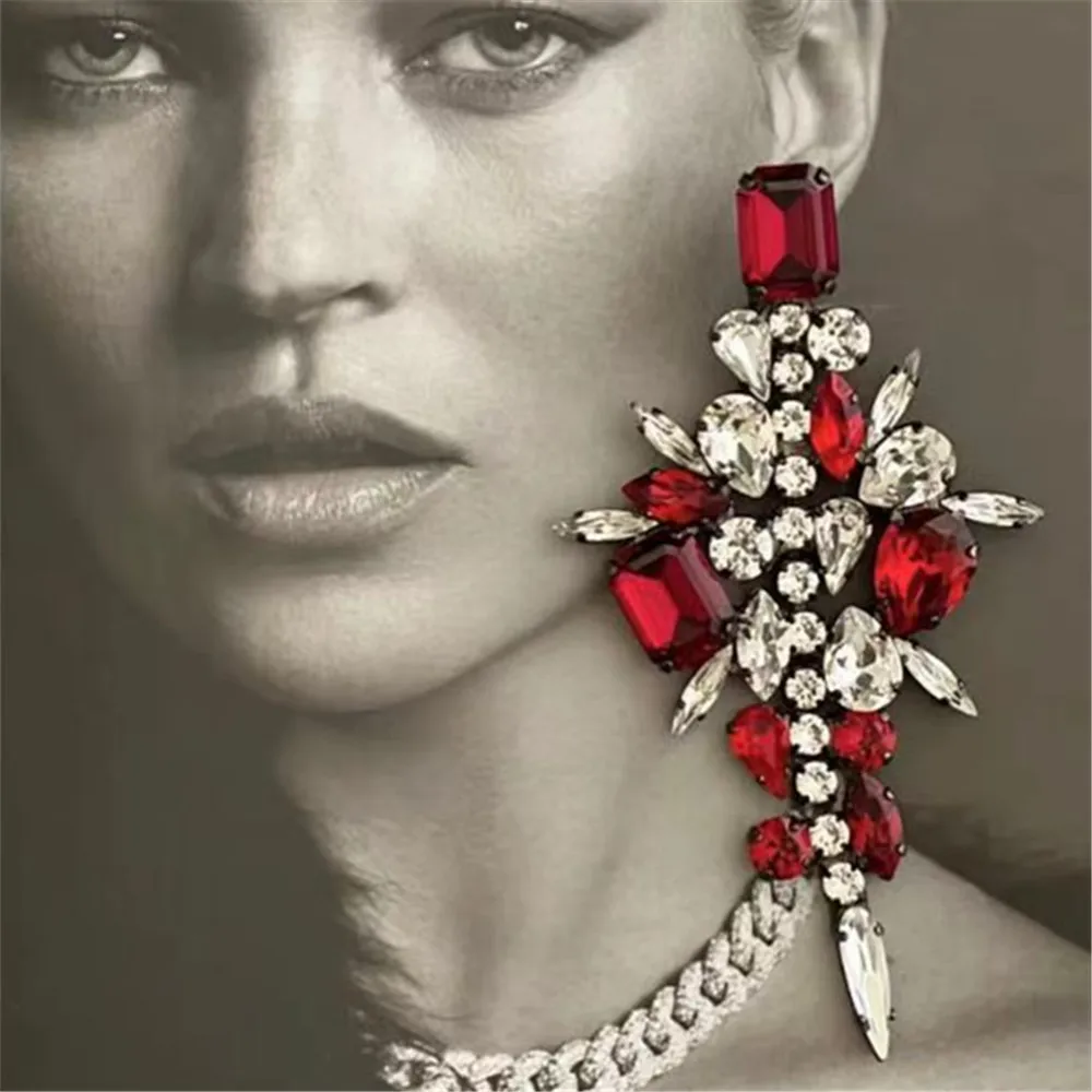 Novelly Crystal Red Ruby Chandelier Shape Drop Earrings Dinner Jewelry ...