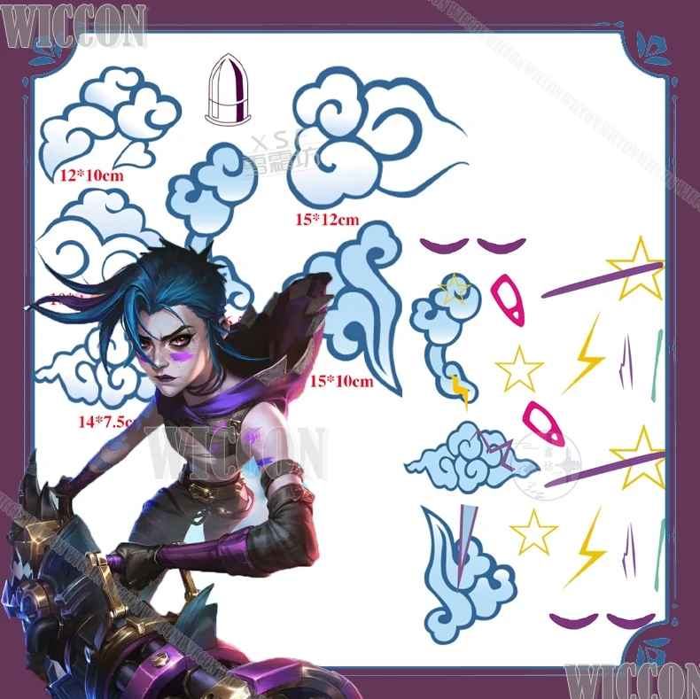 League of Legends Jinx Arcane S2 Cosplay Temporary Tattoo Stickers LOL ...