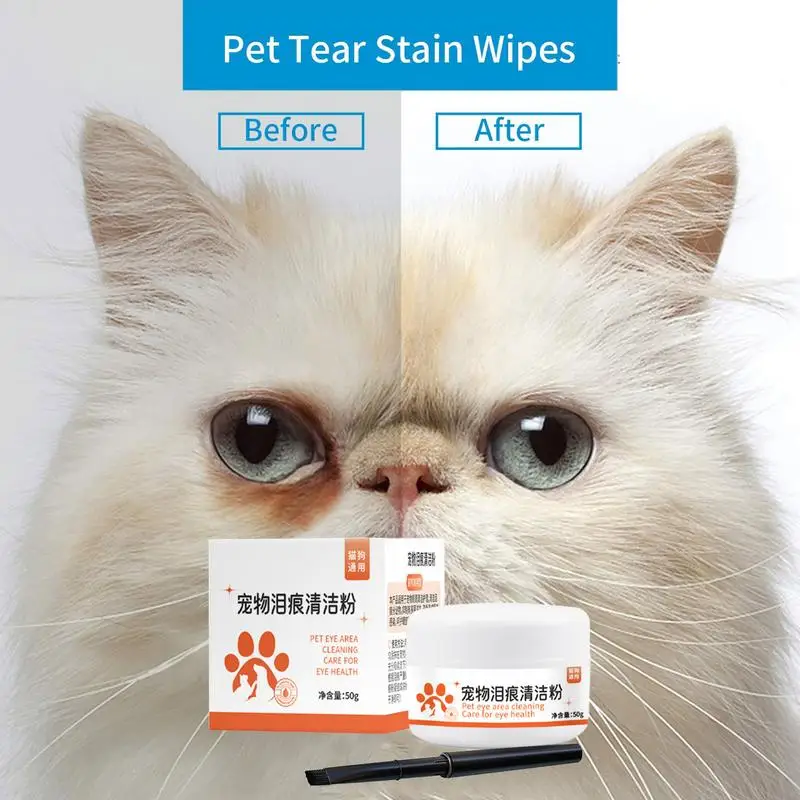 Dog Eye Tear Stain Powder 50g Mild Tear Stain Remover With Brush Pet ...