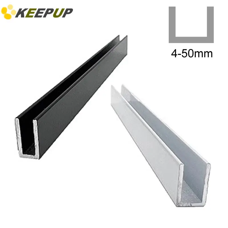Black U Channel Aluminum Profile Track Outer width 4-50mm Edging ...