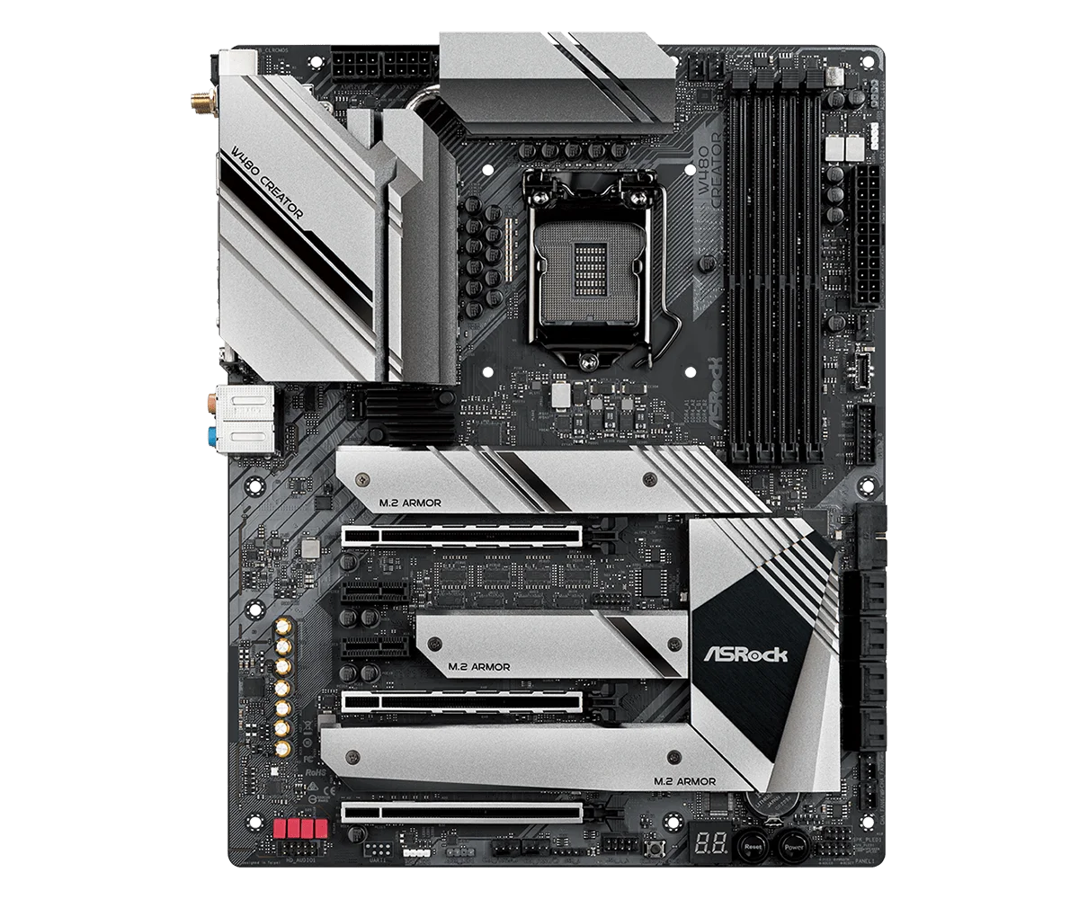 ASRock-W480-Creator-Motherboard-Socket-1200-Intel-W480-support-i9-11900 ...