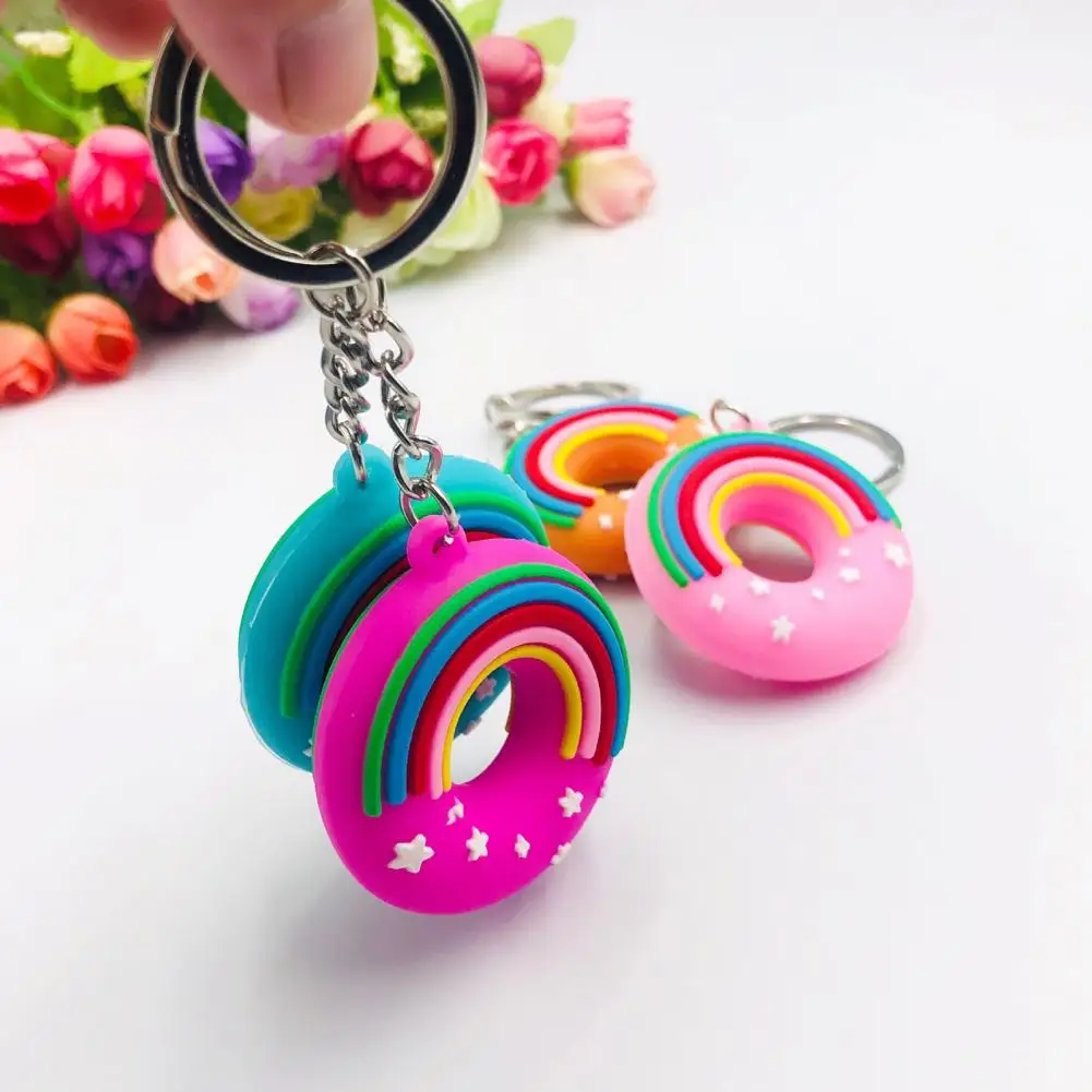 Key-Chain-Donut-Shape-Vivid-Color-Decorate-Cartoon-PVC-Bread-Keyring ...