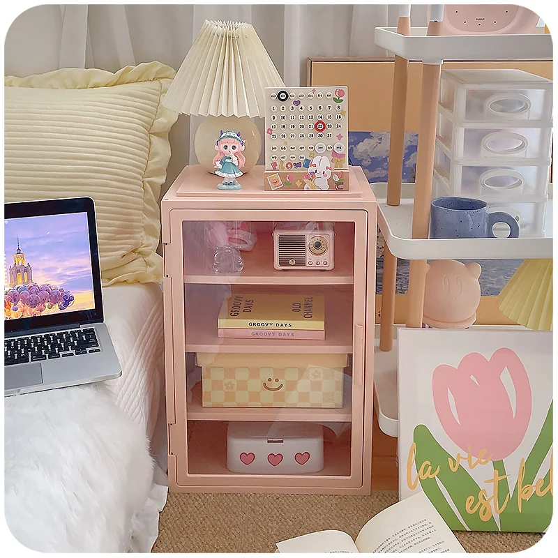 Pink Storage Desk Multi function Storage Cabinet Perspective Cabinet ...