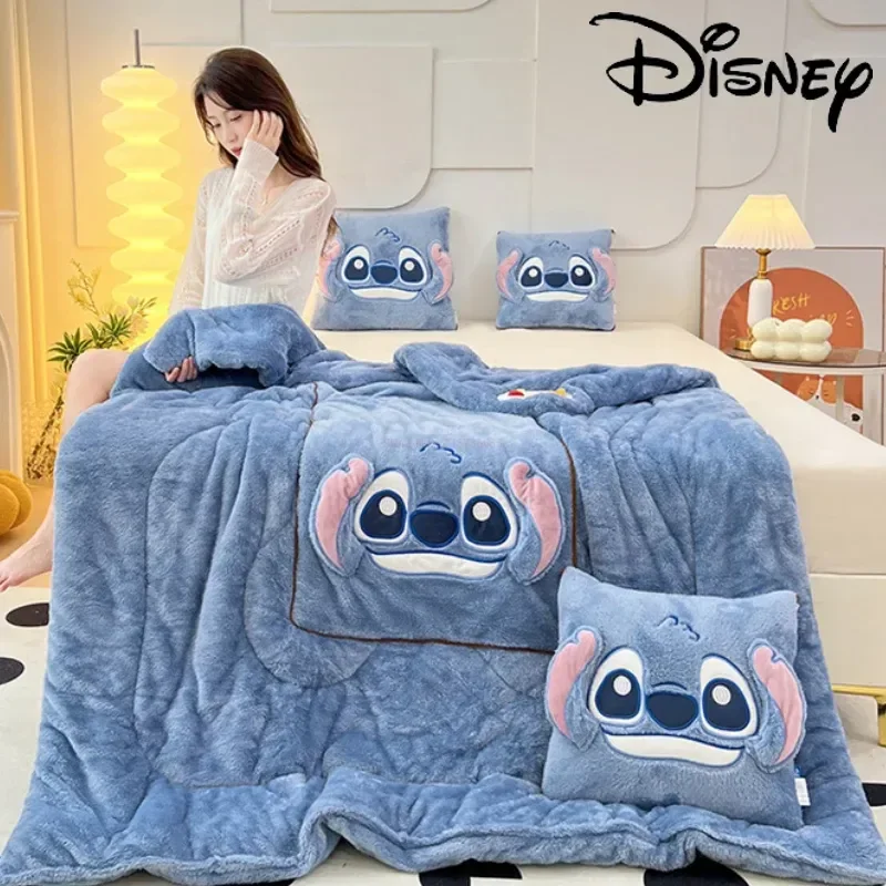 Stitch-Disney-Throw-Pillow-Blankets-Two-In-One-Kawaii-Flannel-Pillow ...