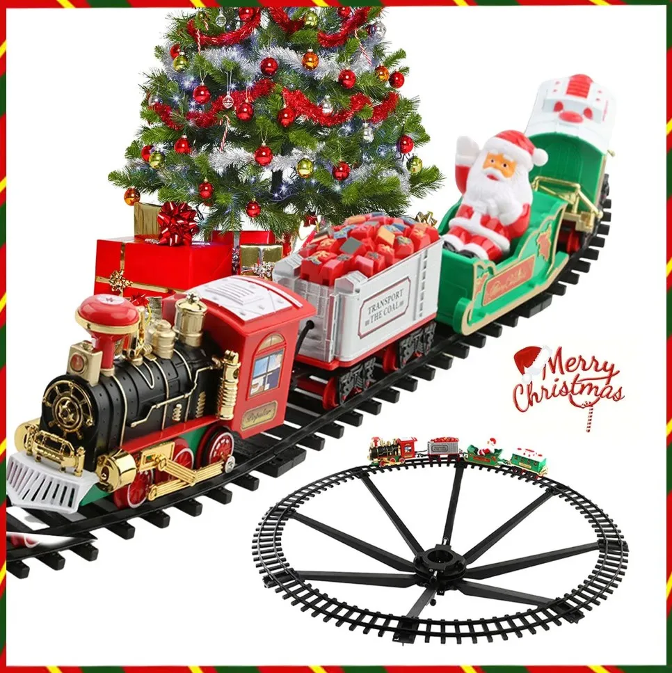 Trem-De-Natal-Trem-El-trico-Set-Para-A-rvore-De-Natal-Track-Car-Decora ...